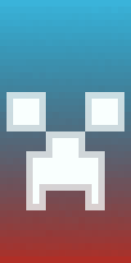 White Creeper Face On Light Blue To Red Gradient Minecraft Banner