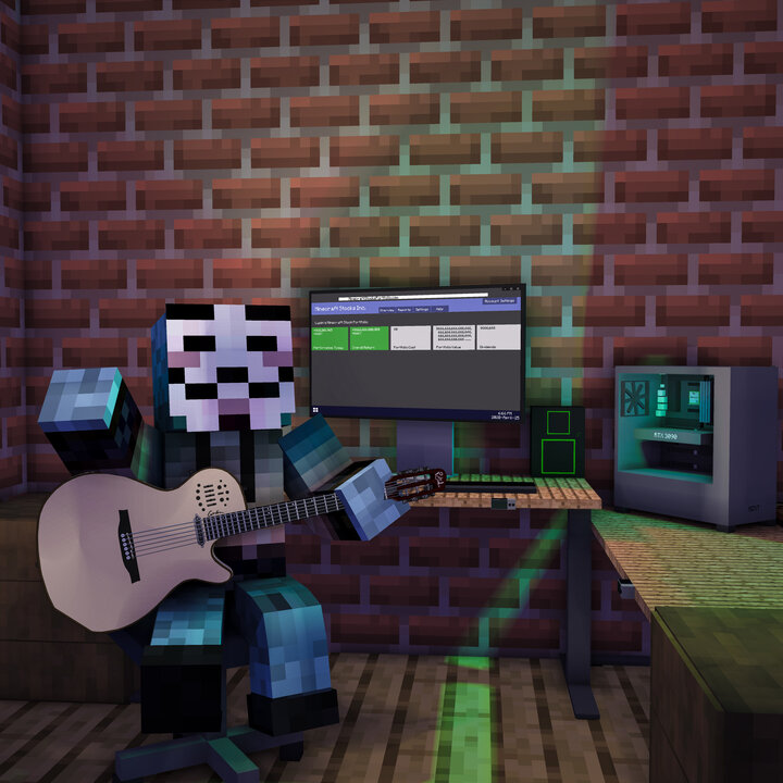 Minecraft Gaming Computer / Guitar Room [8k Desktop Wallpaper]