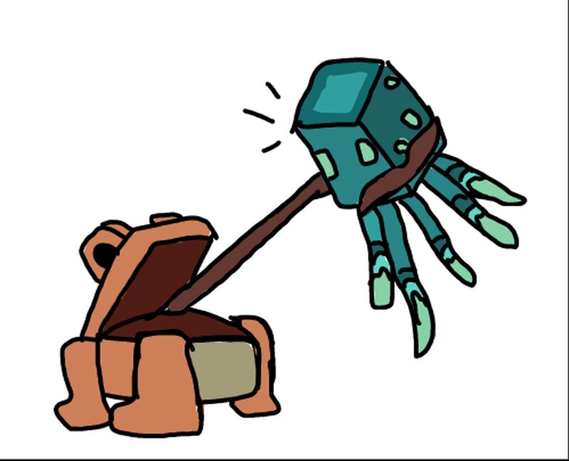 Frog eats glow squid