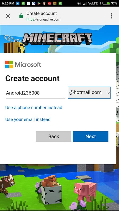 Create Minecraft Account