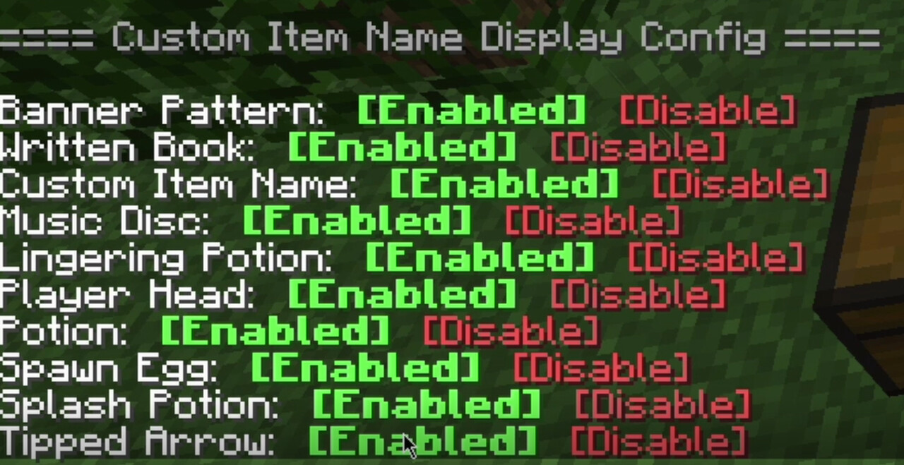 Item Name Indicator Minecraft Data Pack