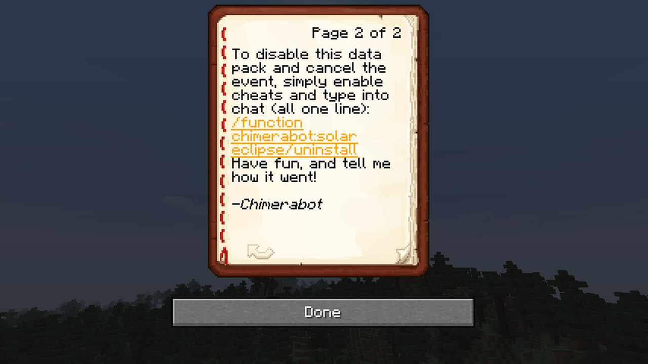 The Solar Eclipse - Minecraft Datapack Minecraft Data Pack