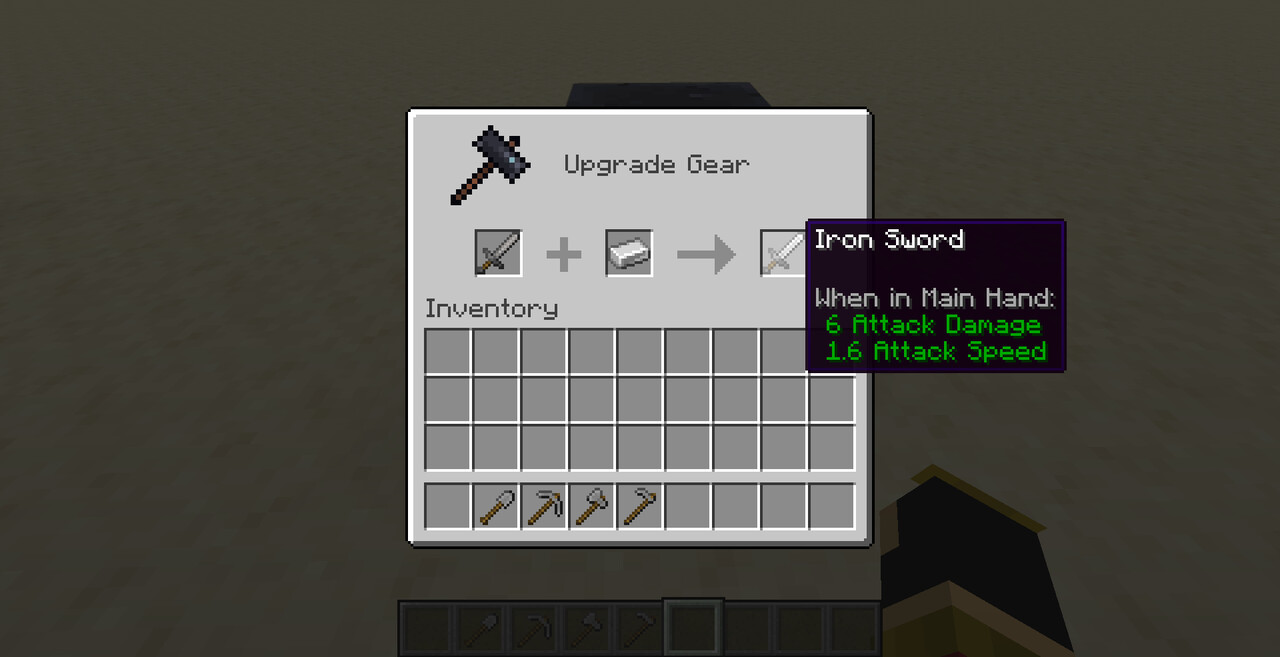 Stone to Iron, smithing table. Minecraft Data Pack