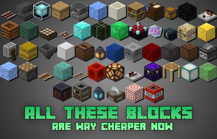 Cheaper Blocks - More valuable items! Minecraft Data Pack