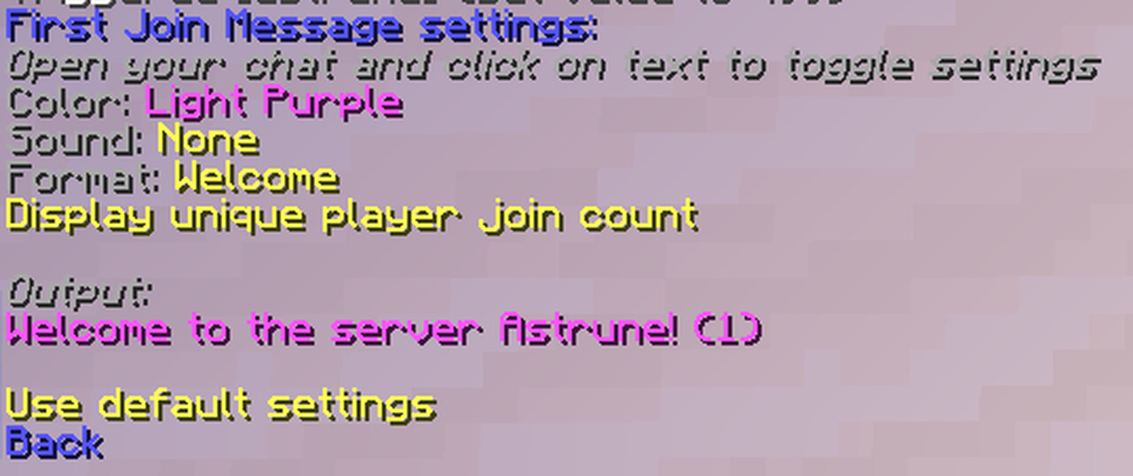 First Join Message Minecraft Data Pack