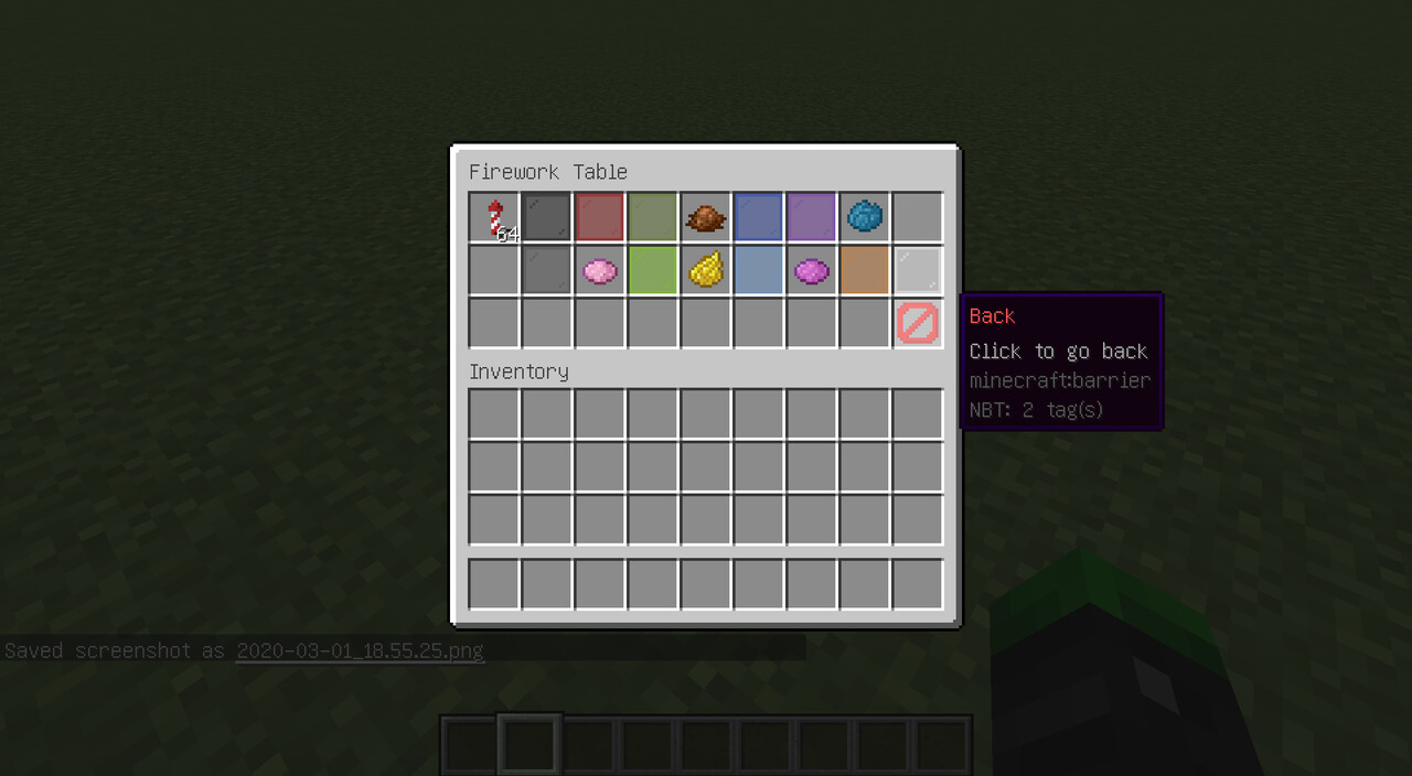 Custom firework table Minecraft Data Pack