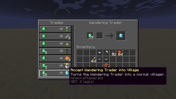 Wandering Tweaks Datapack by FireNH // Convert Wandering Trader to Normal Villager Minecraft ...