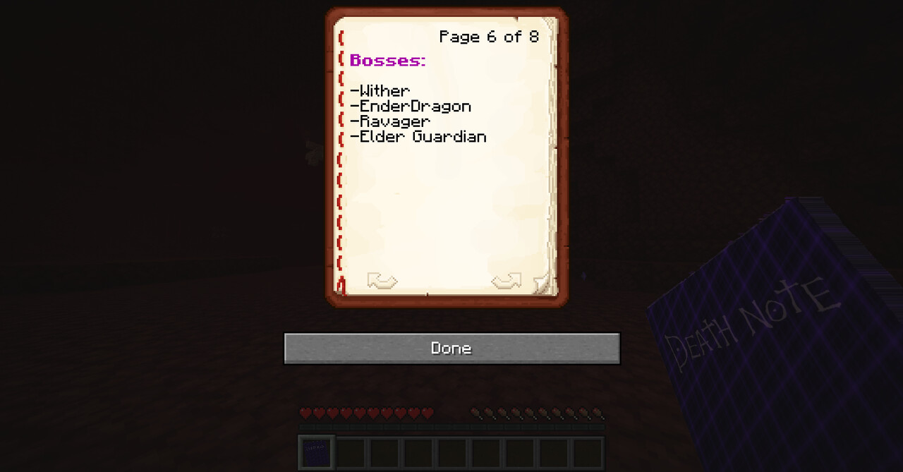 Death Note Mode Minecraft Data Pack