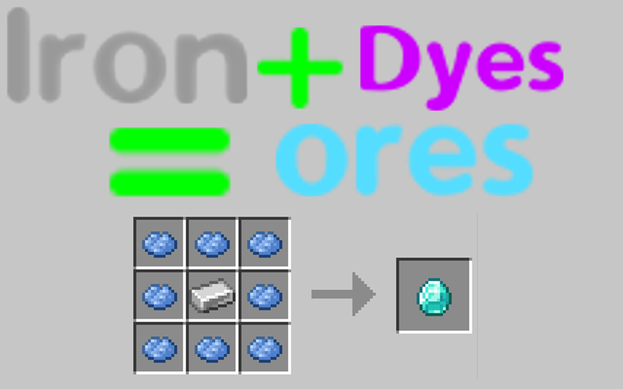 Iron + dyes = ores (datapack) Minecraft Data Pack