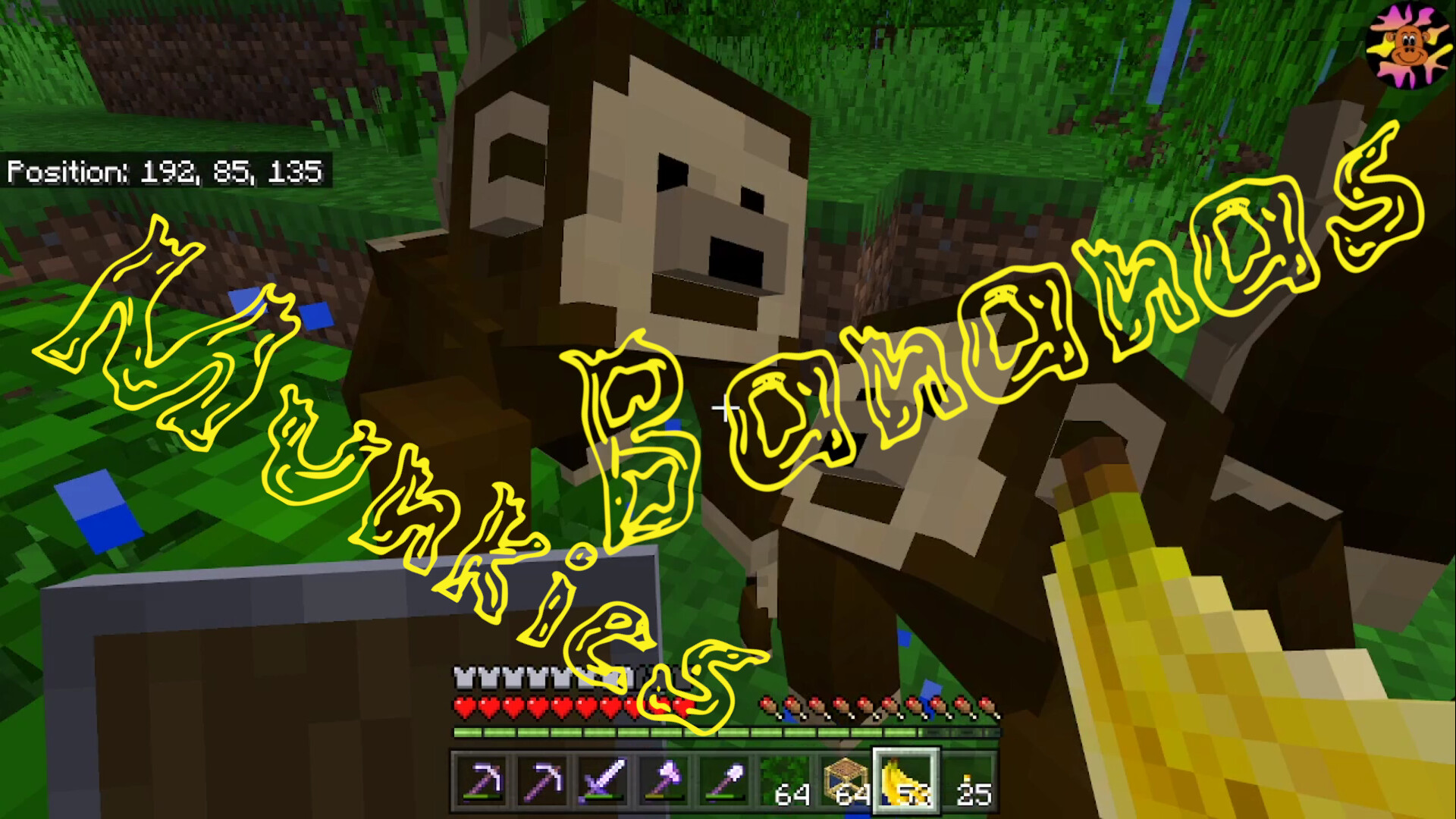 Banana Munkies (Monkeys) Bedrock Edition Minecraft Mod