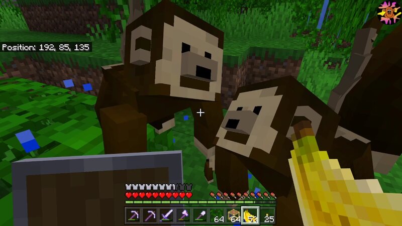 Banana Munkies (Monkeys) Bedrock Edition Minecraft Mod