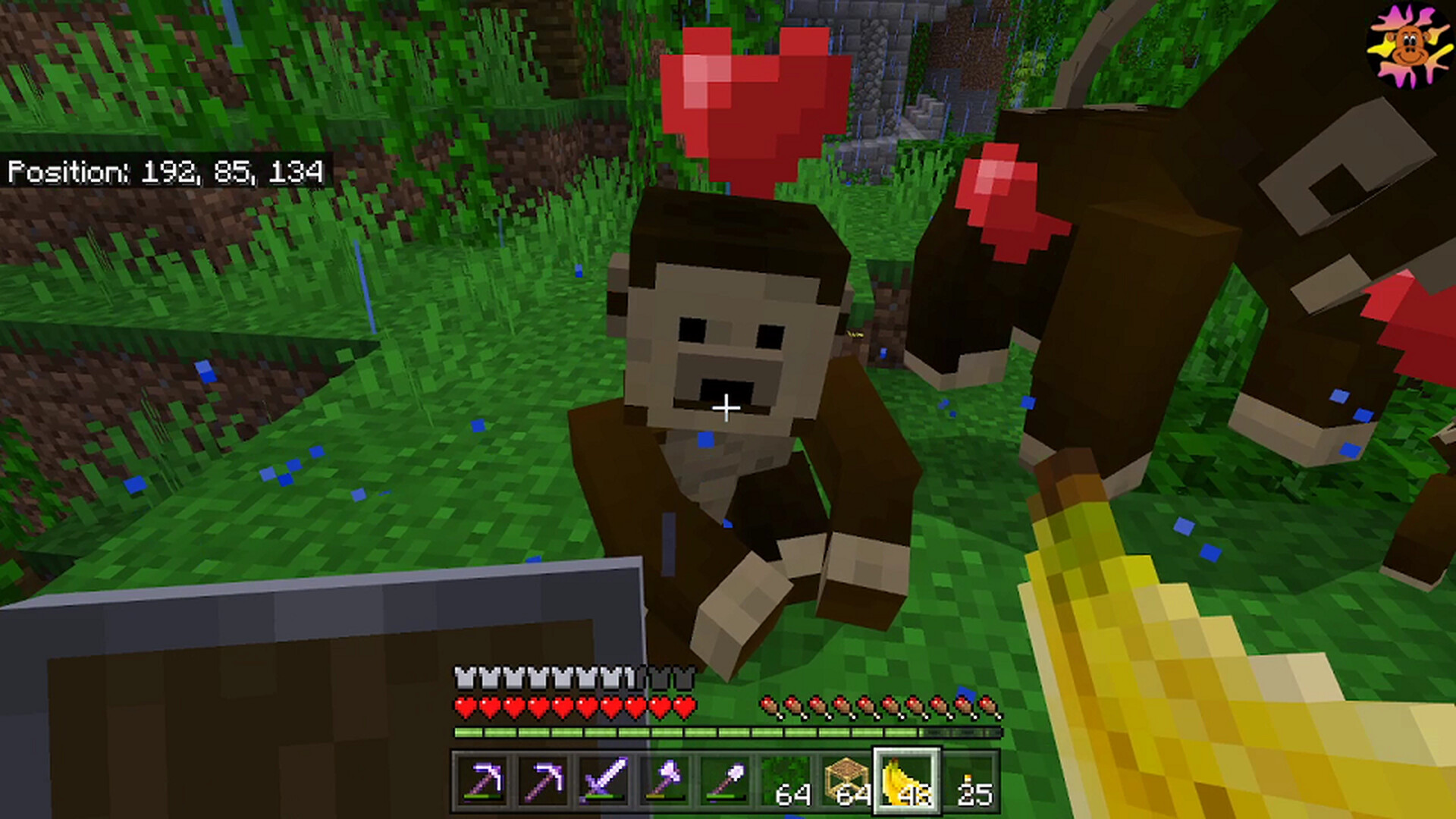 Banana Munkies (Monkeys) Bedrock Edition Minecraft Mod