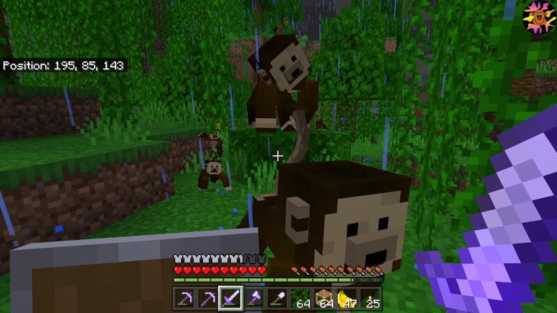 Banana Munkies (Monkeys) Bedrock Edition Minecraft Mod