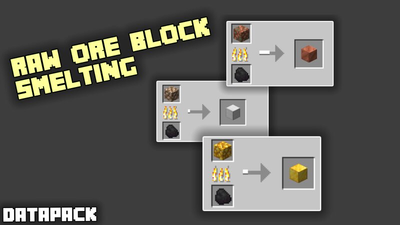 Raw ore blocks to blocks Minecraft Data Pack