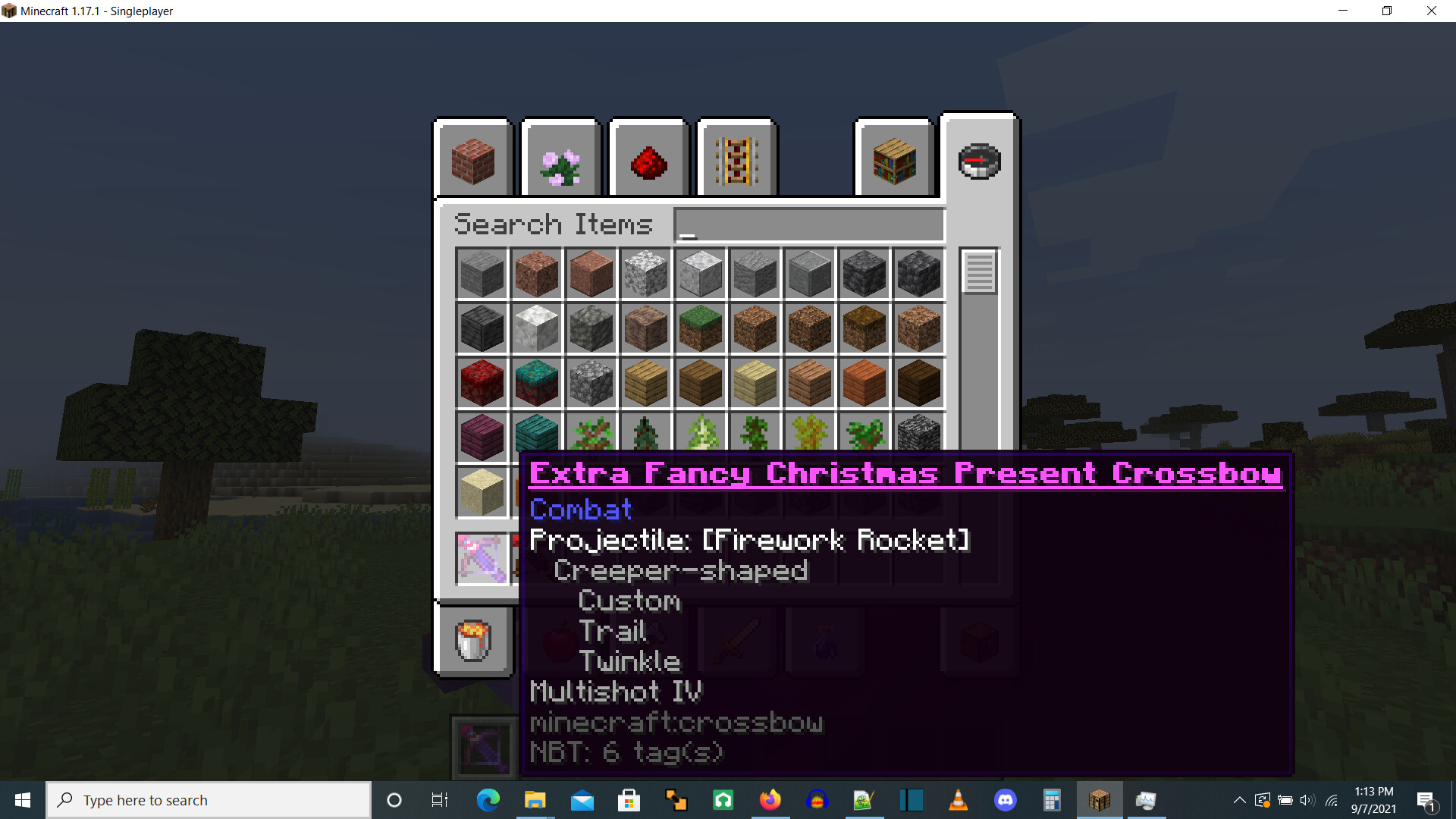 Christmas Present Automatic Firework Crossbow Minecraft Data Pack