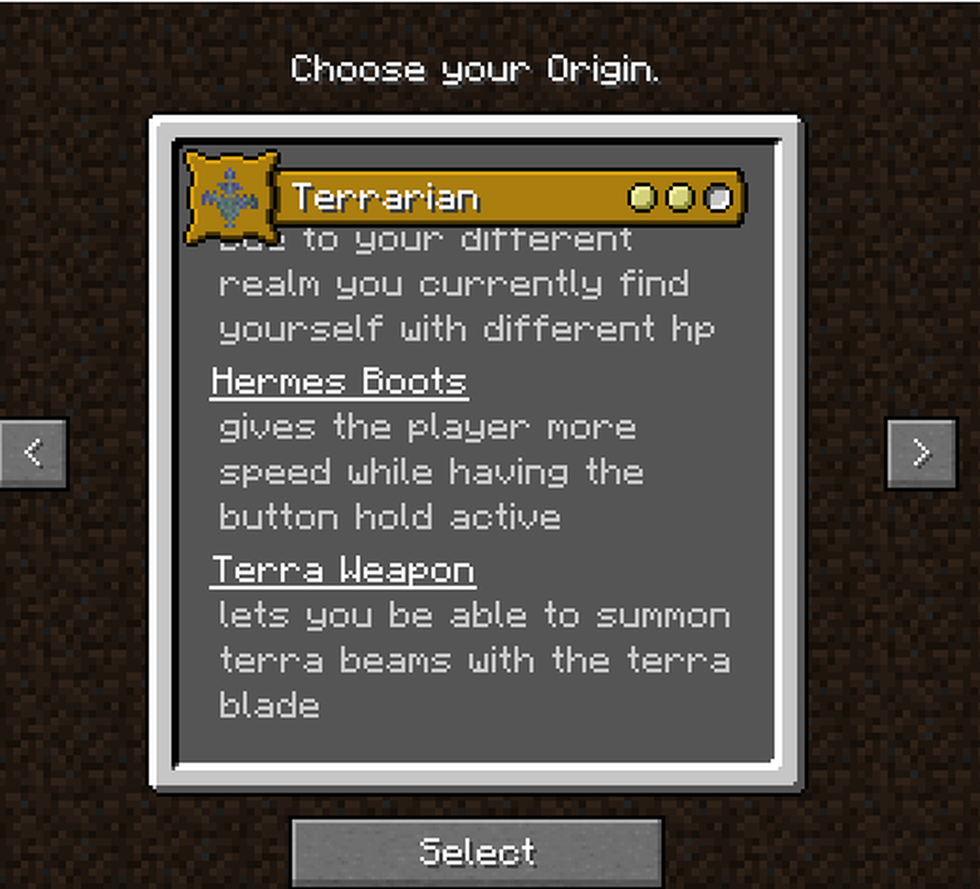Terrarian Origin Minecraft Data Pack