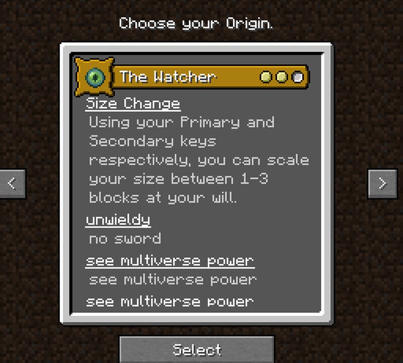 The Watcher Origin Minecraft Data Pack