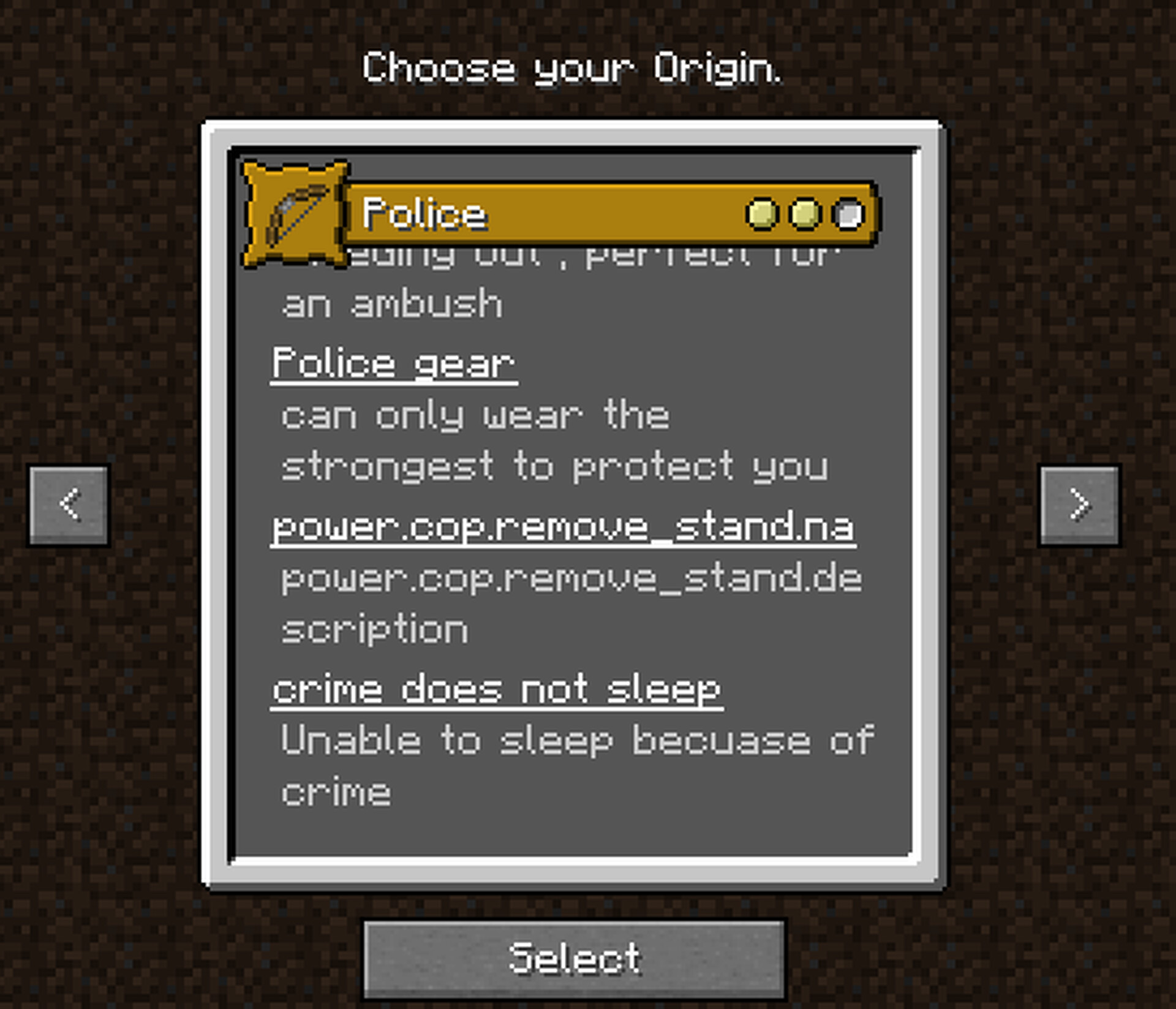 Officer Origin Minecraft Data Pack