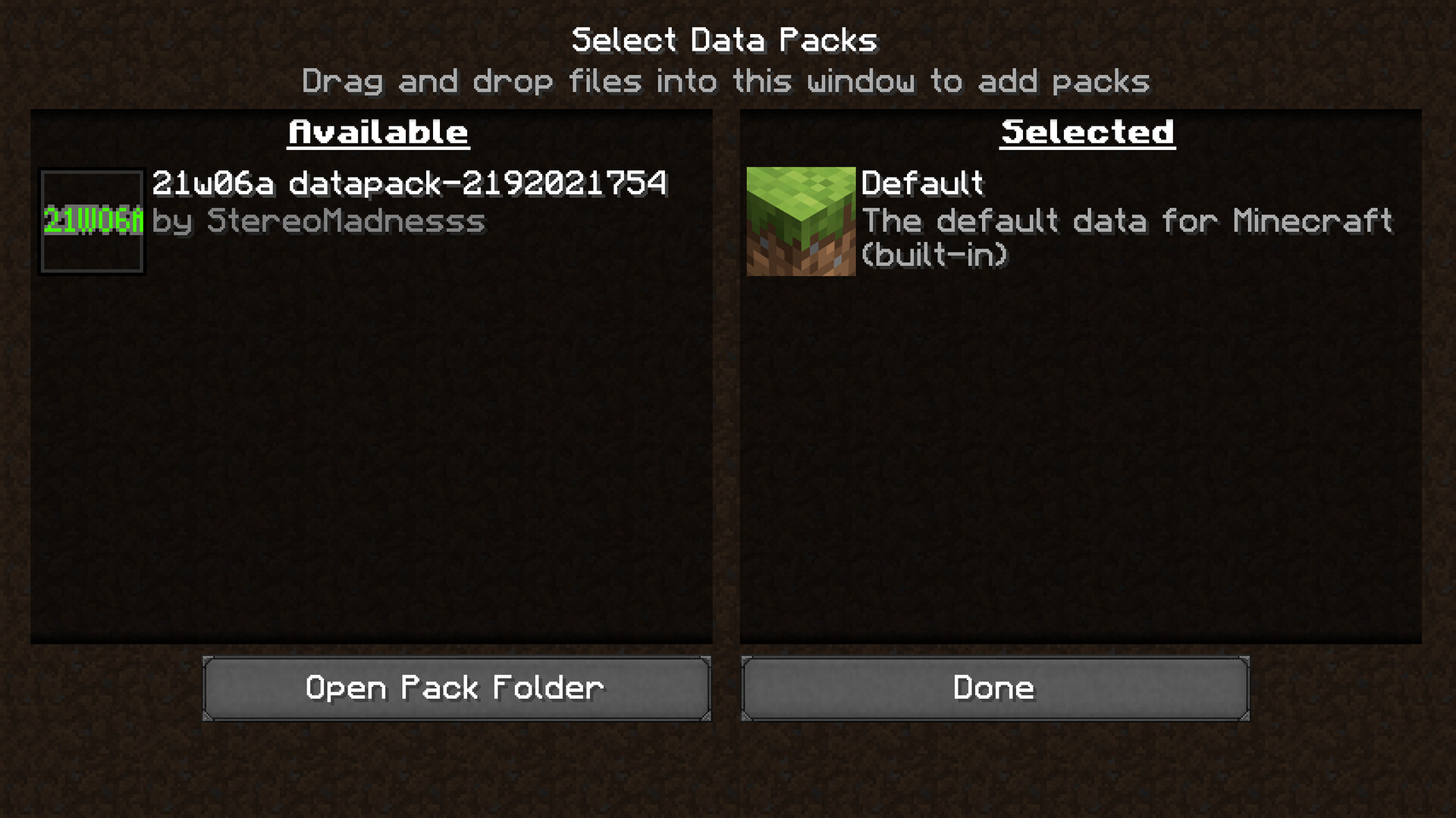 21w06a datapack/overworld/recreation .2192021754 Minecraft Data Pack