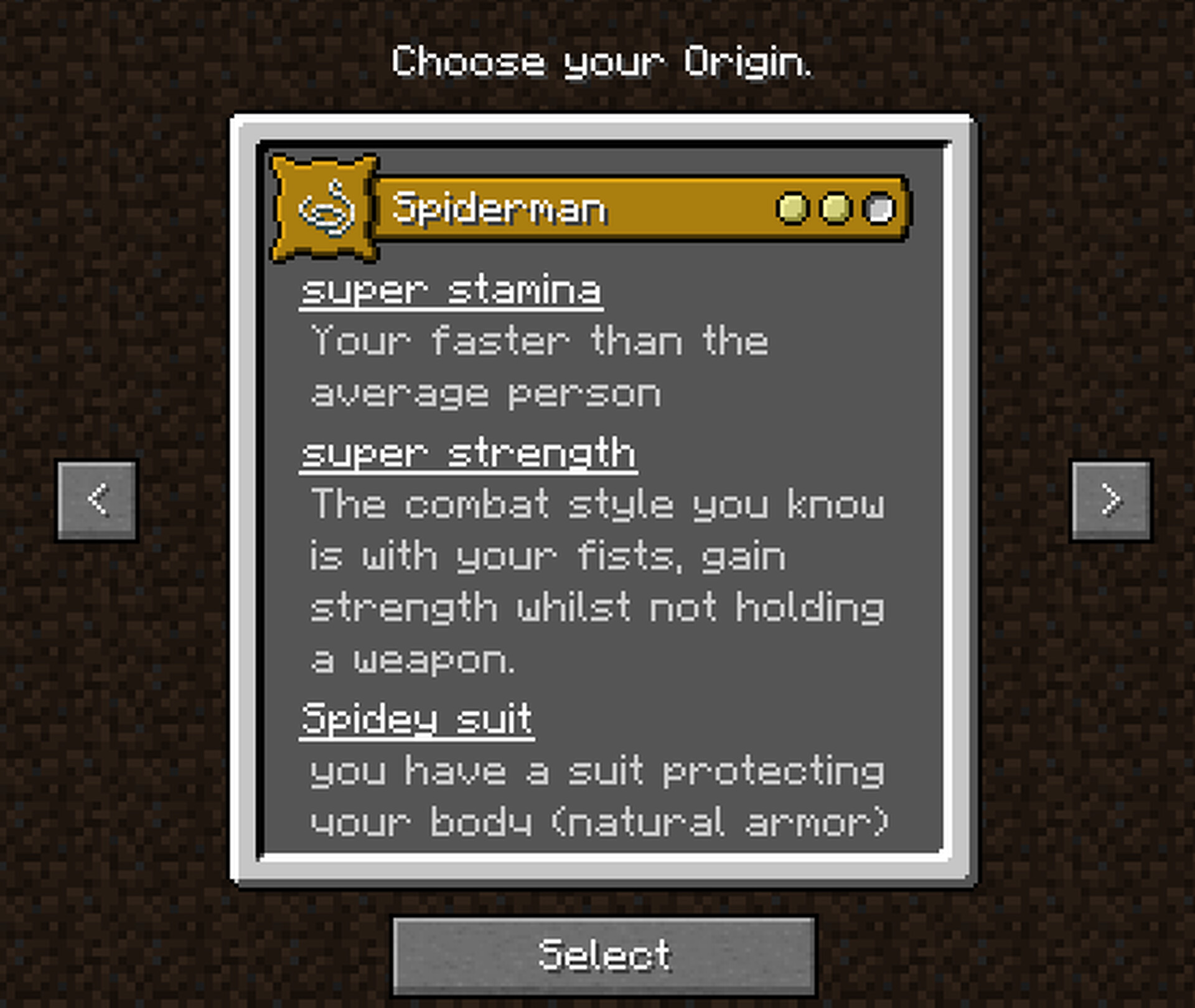 Spider-Man Origin Minecraft Data Pack