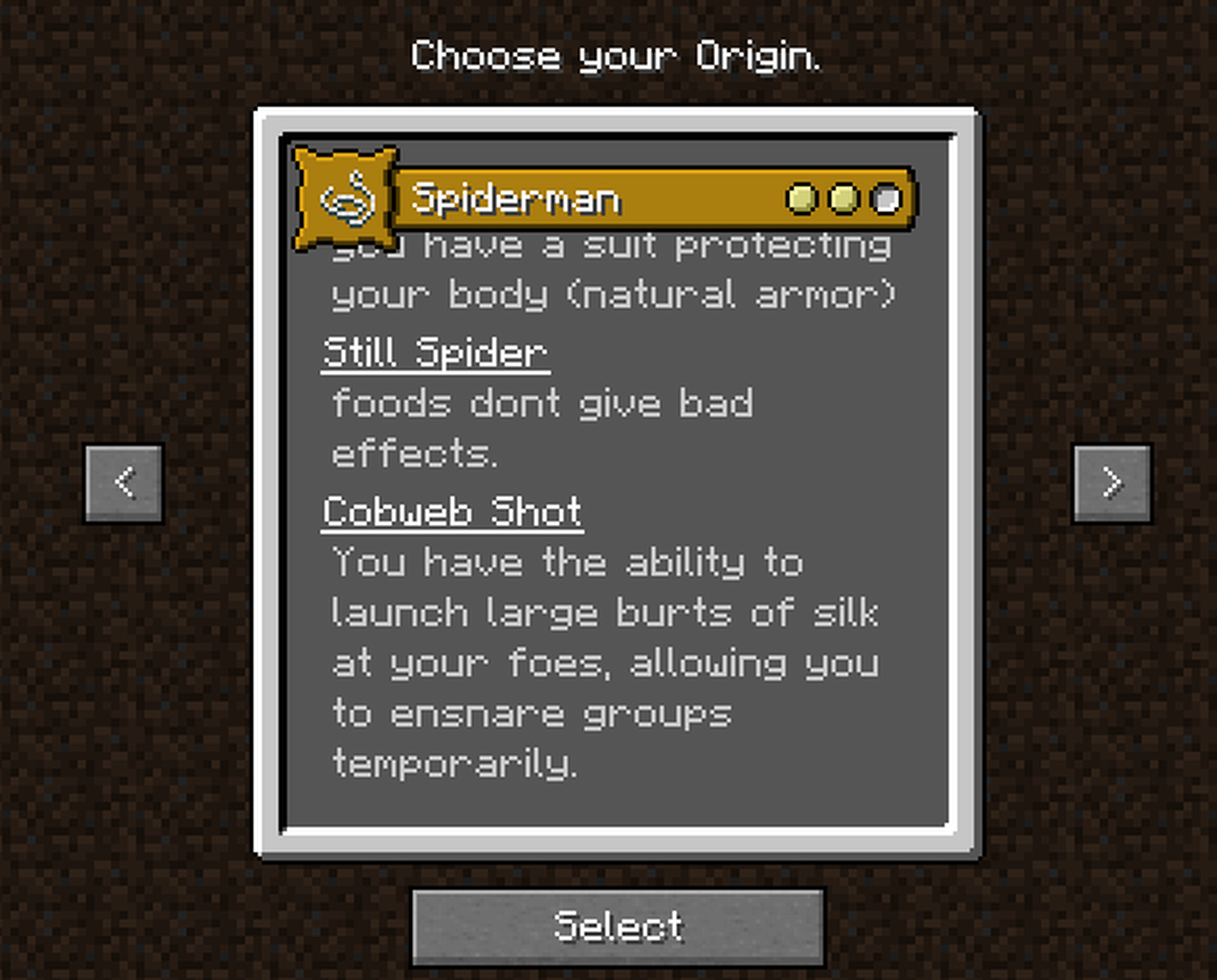 Spider-Man Origin Minecraft Data Pack