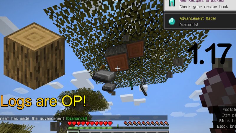 Logs Drop OP items! Minecraft Data Pack
