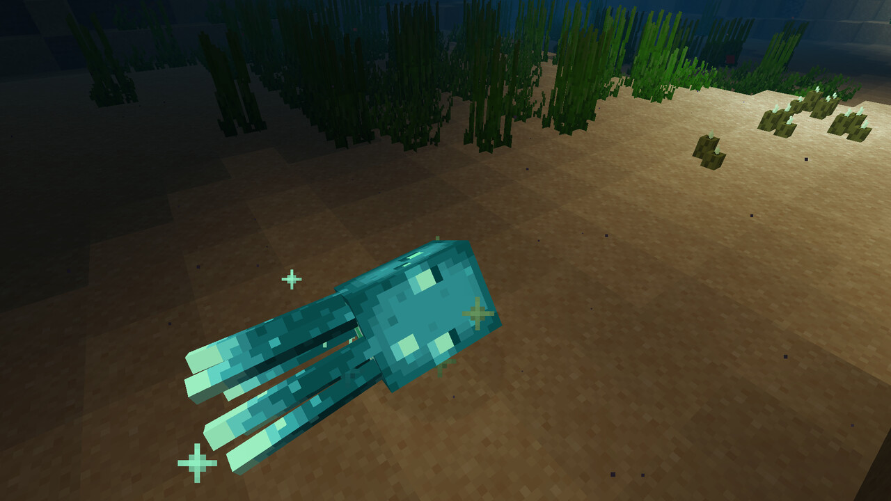 Glowier Glow Squids (actually produce light) Minecraft Data Pack