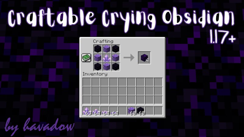 Craftable Crying Obsidian | 1.17+ Minecraft Data Pack