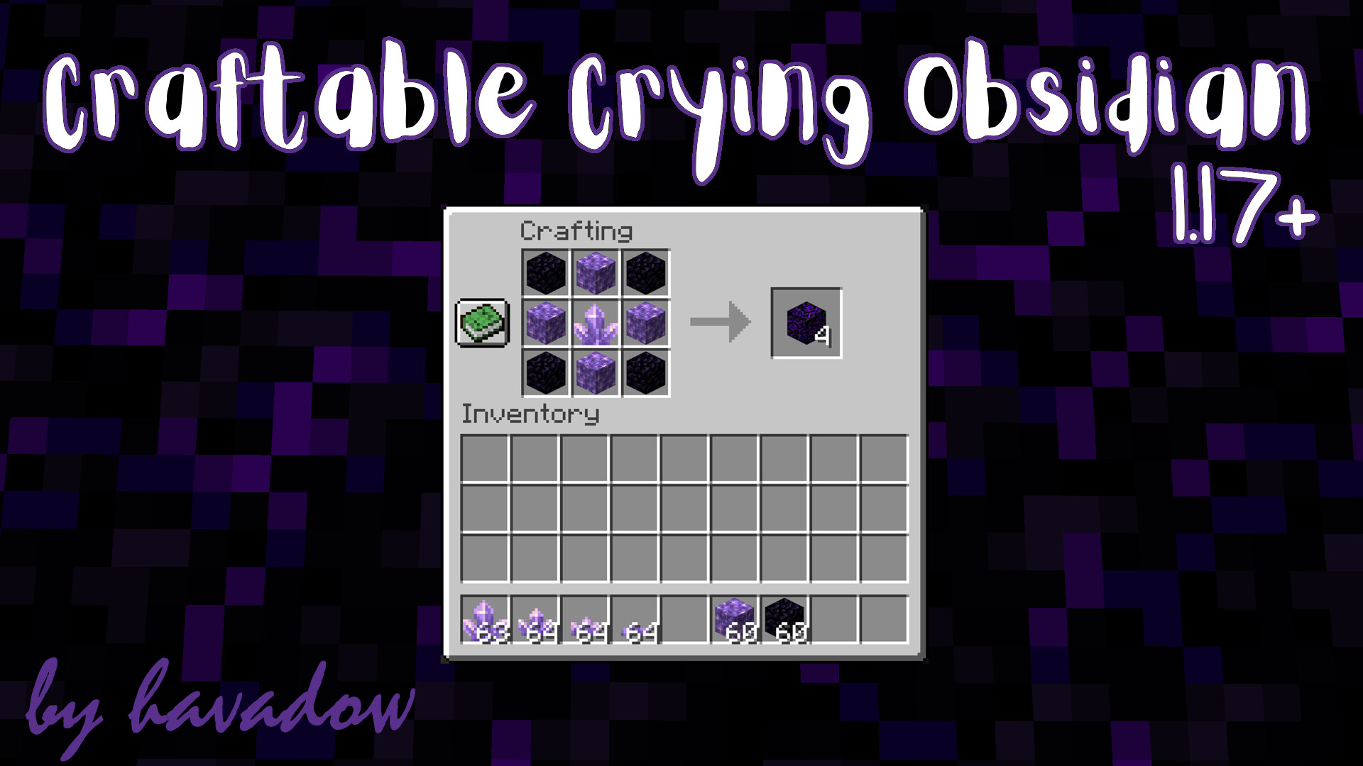 Craftable Crying Obsidian 1 17 Minecraft Data Pack