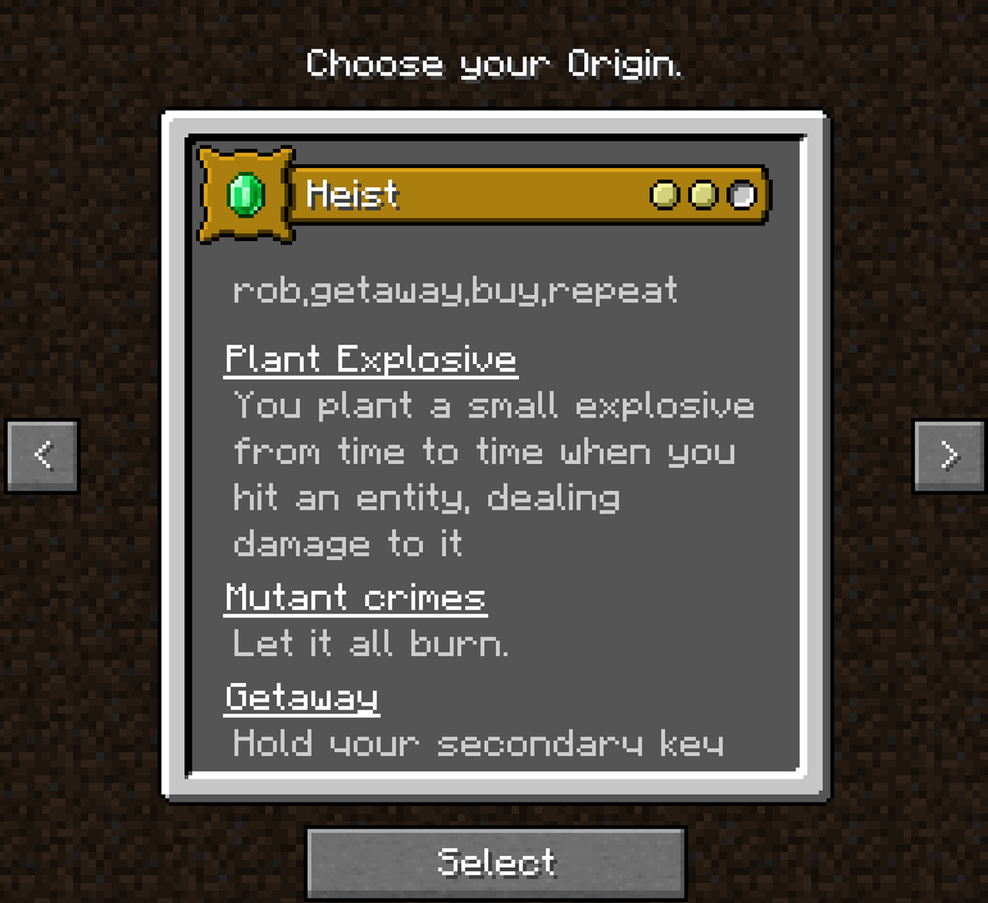 Heist Origin Minecraft Data Pack