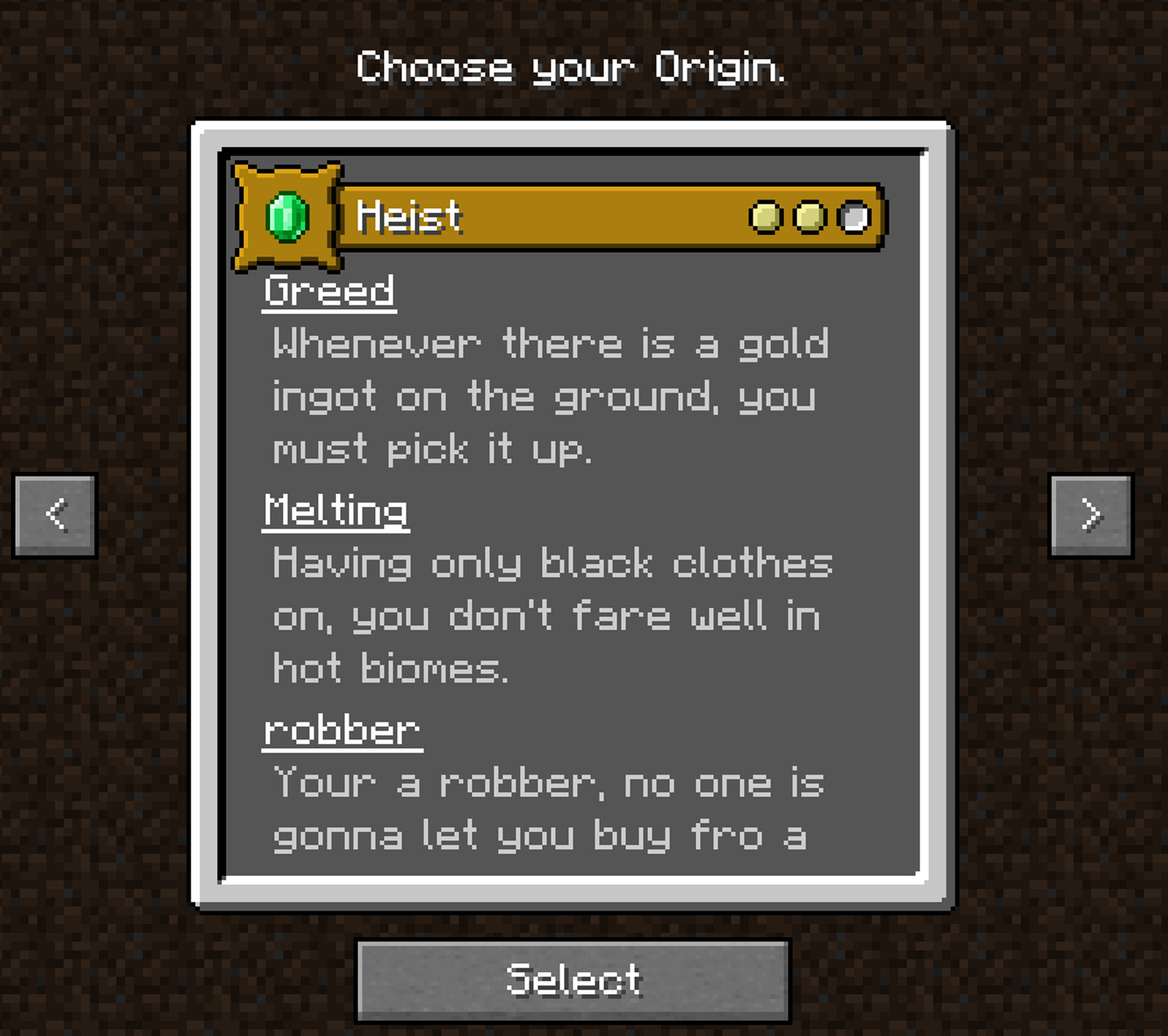 Heist Origin Minecraft Data Pack