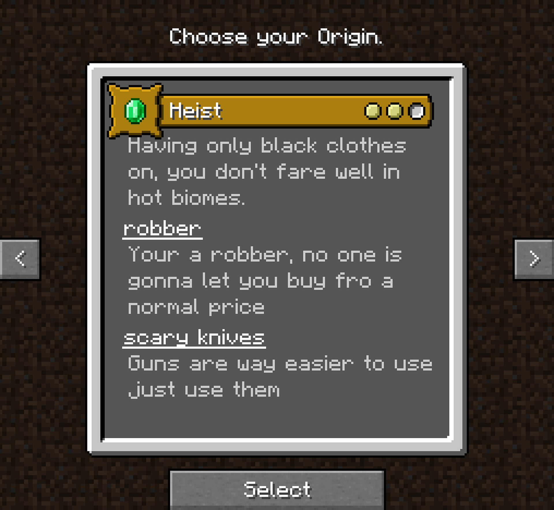Heist Origin Minecraft Data Pack