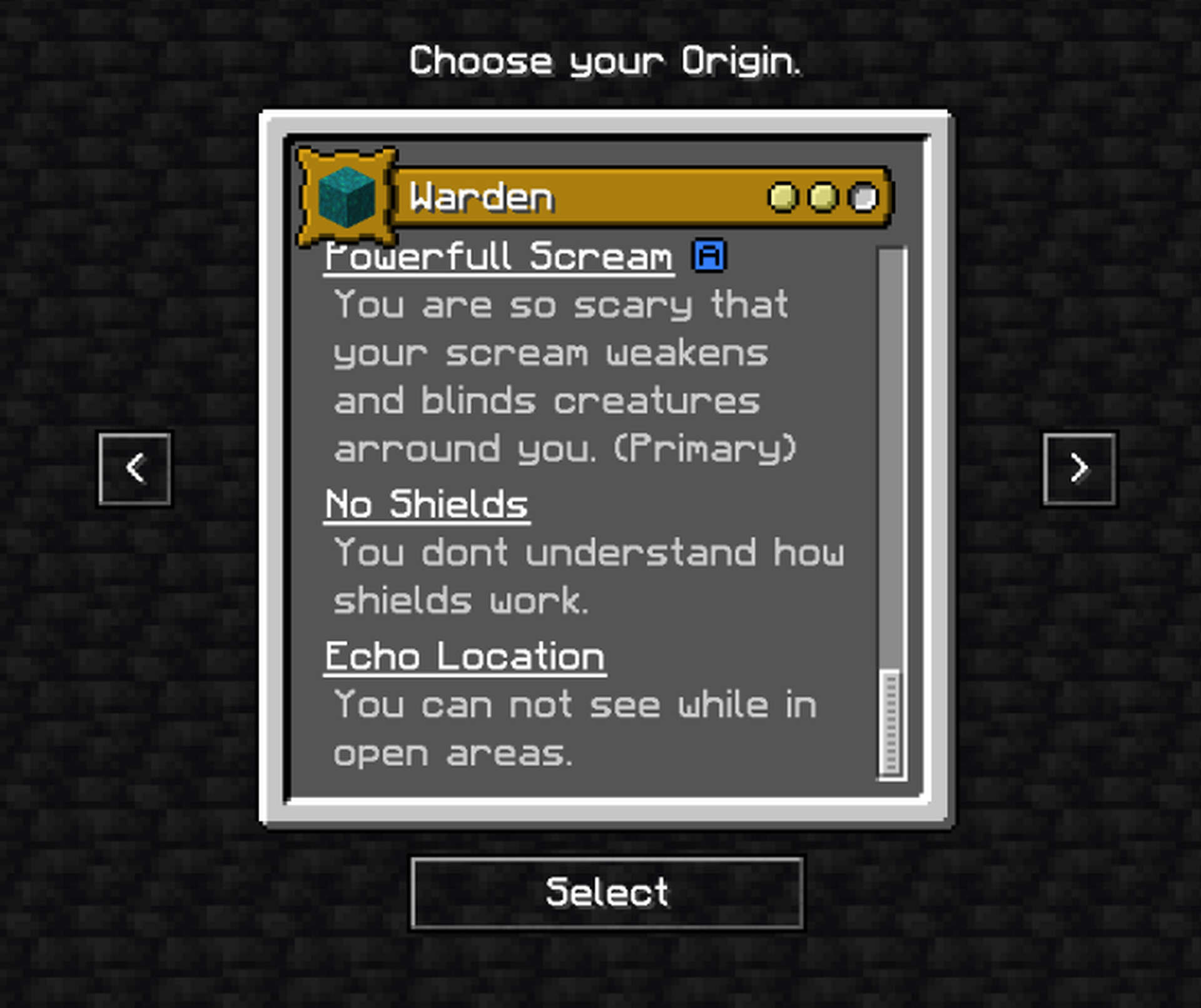 Warden Origin Minecraft Data Pack