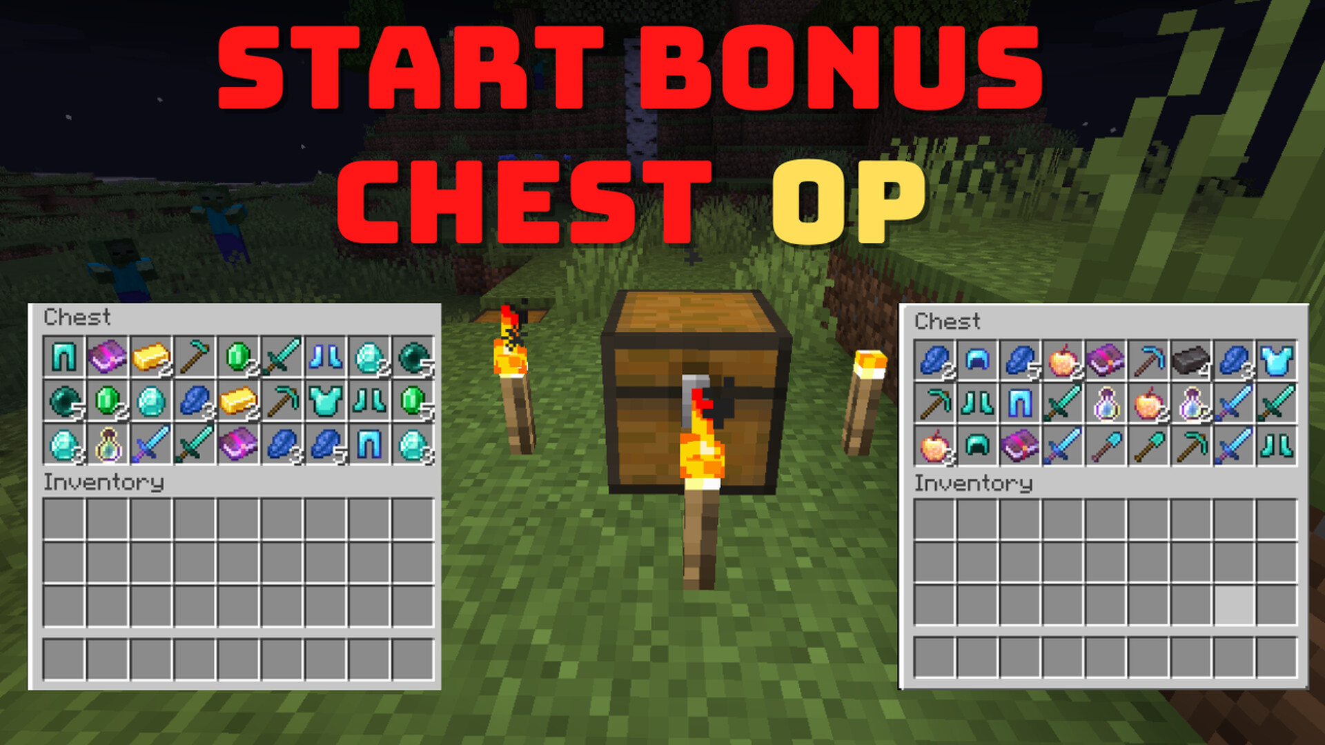 Start Bonus Chest OP [Java] and [Bedrock] Minecraft Data Pack