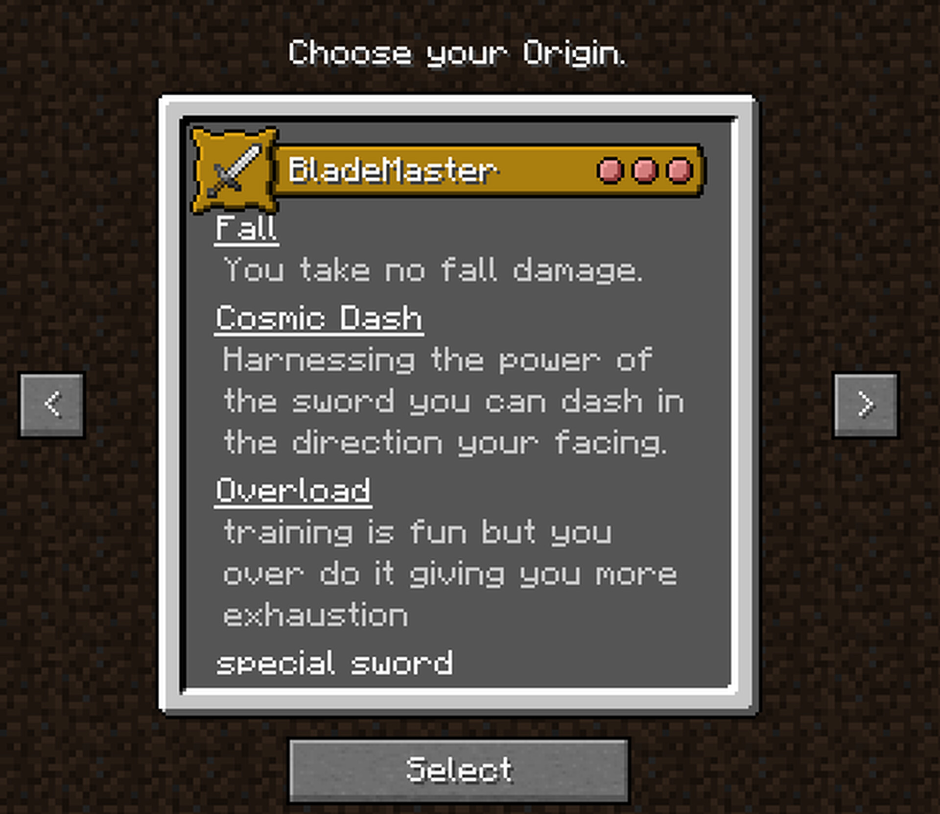Blade Master Origin Minecraft Data Pack