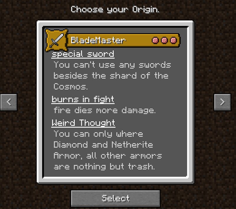 Blade Master Origin Minecraft Data Pack