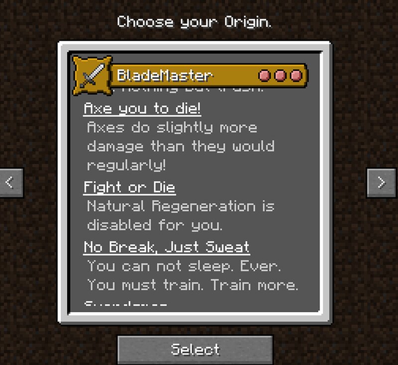 Blade Master Origin Minecraft Data Pack