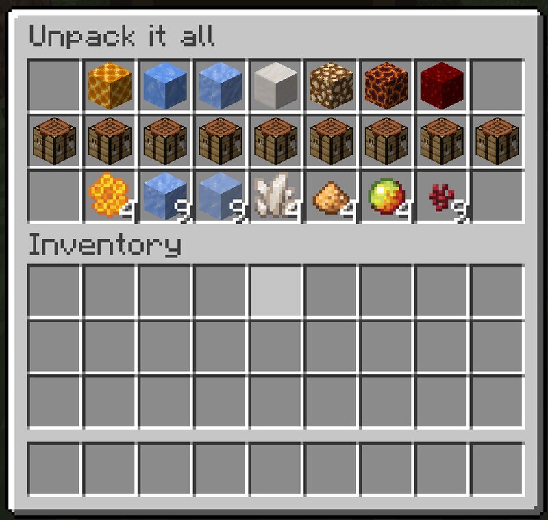 Unpack It All Minecraft Data Pack