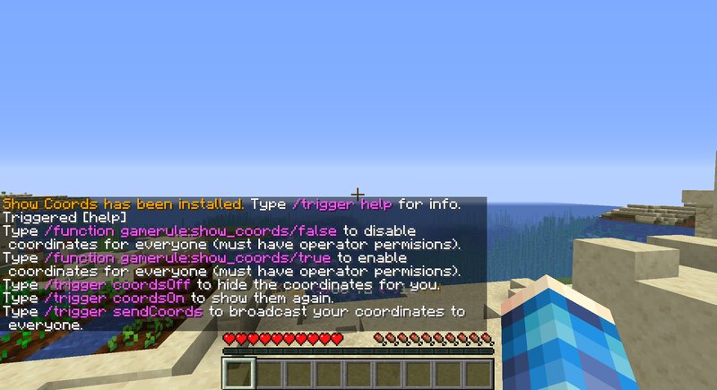 Show Coordinates Minecraft Data Pack