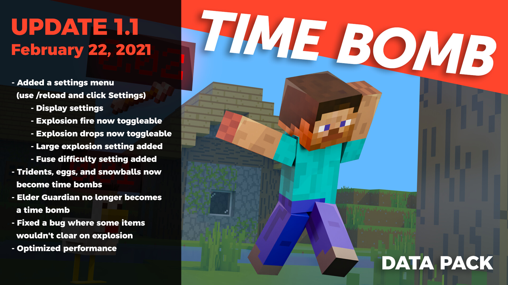 Minecraft, but Everything is a Time Bomb Minecraft Data Pack