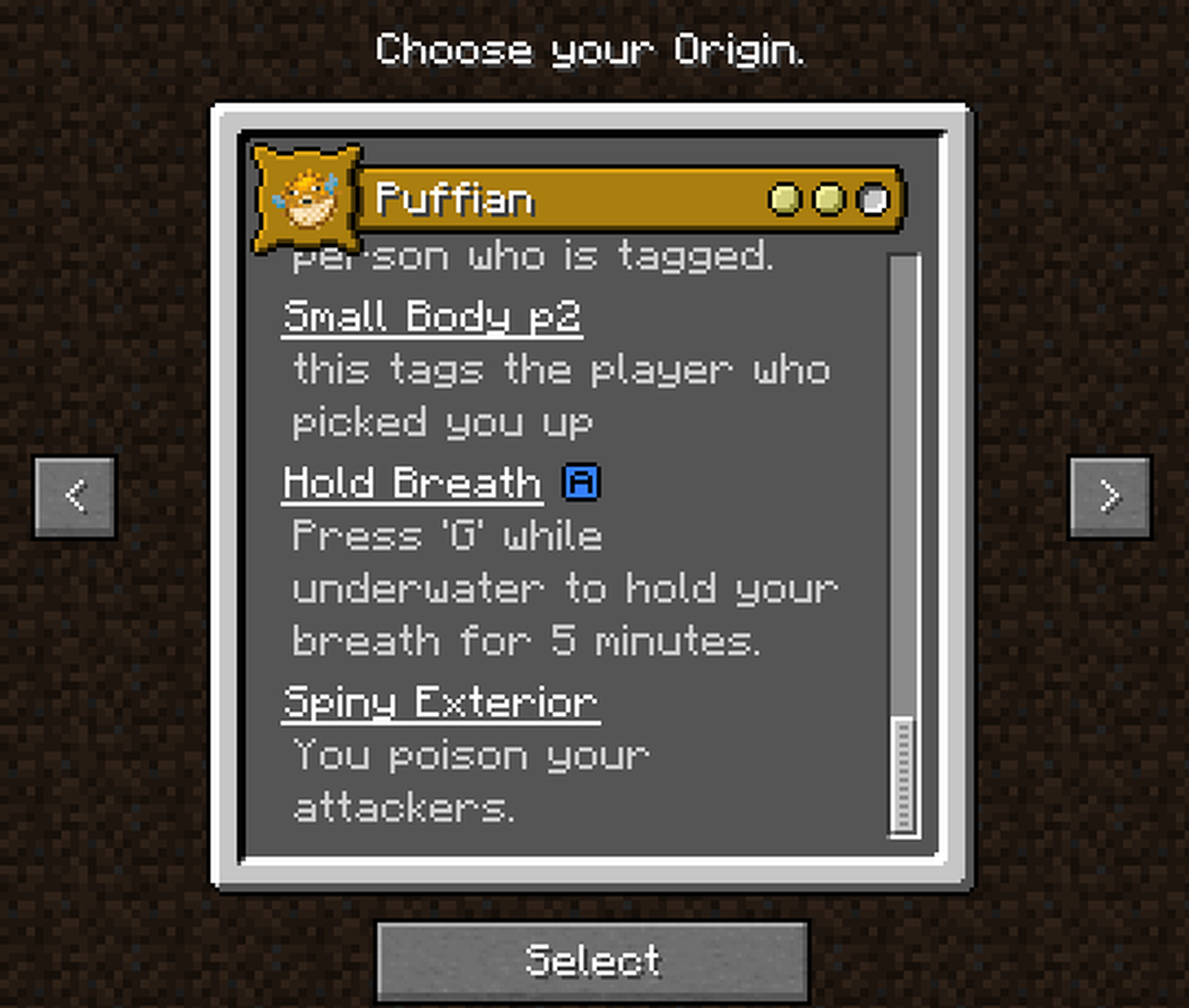 Puffian Origin Minecraft Data Pack