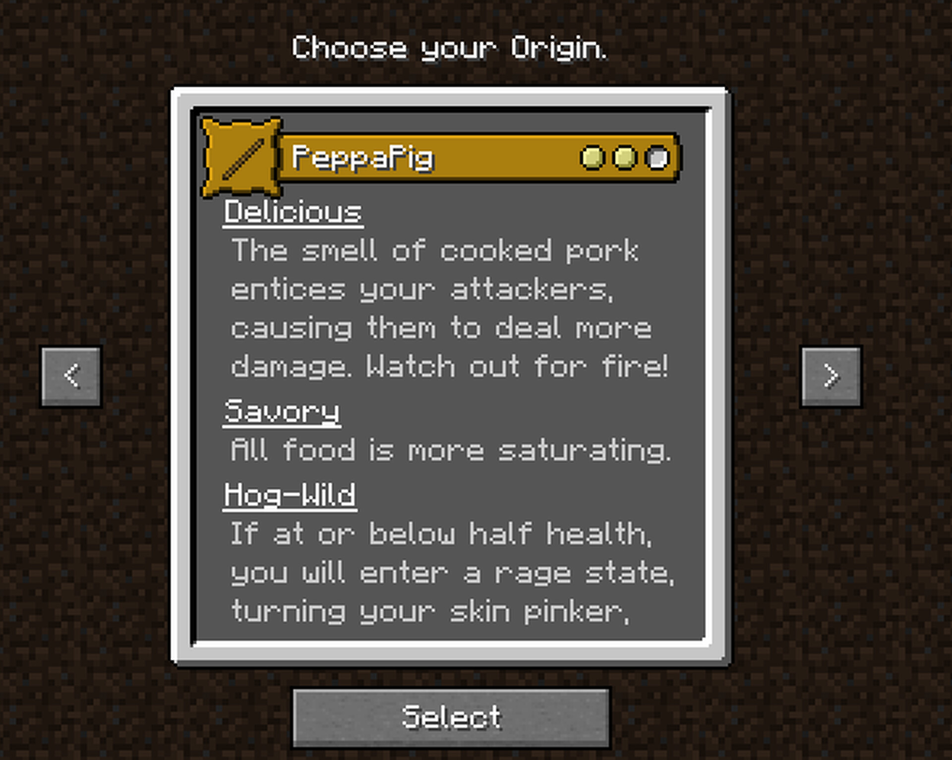 Pig origin Minecraft Data Pack