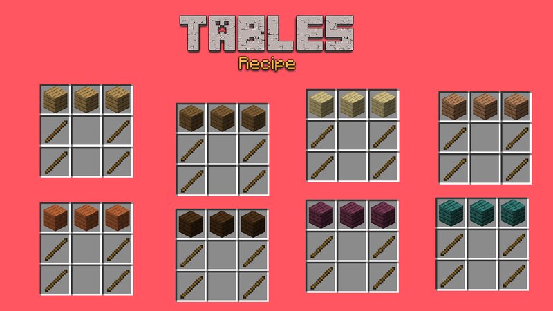 Tables Datapack for Minecraft 1.17 - v.2.0 Minecraft Data Pack