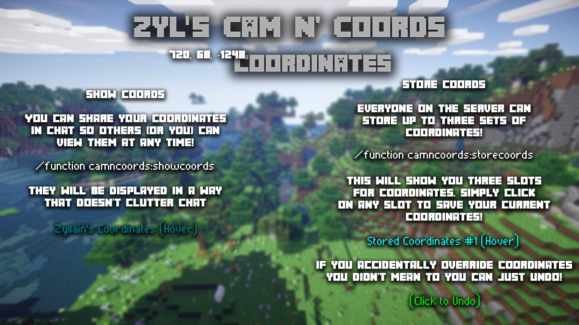 Zyl's Cam N' Coords Minecraft Data Pack