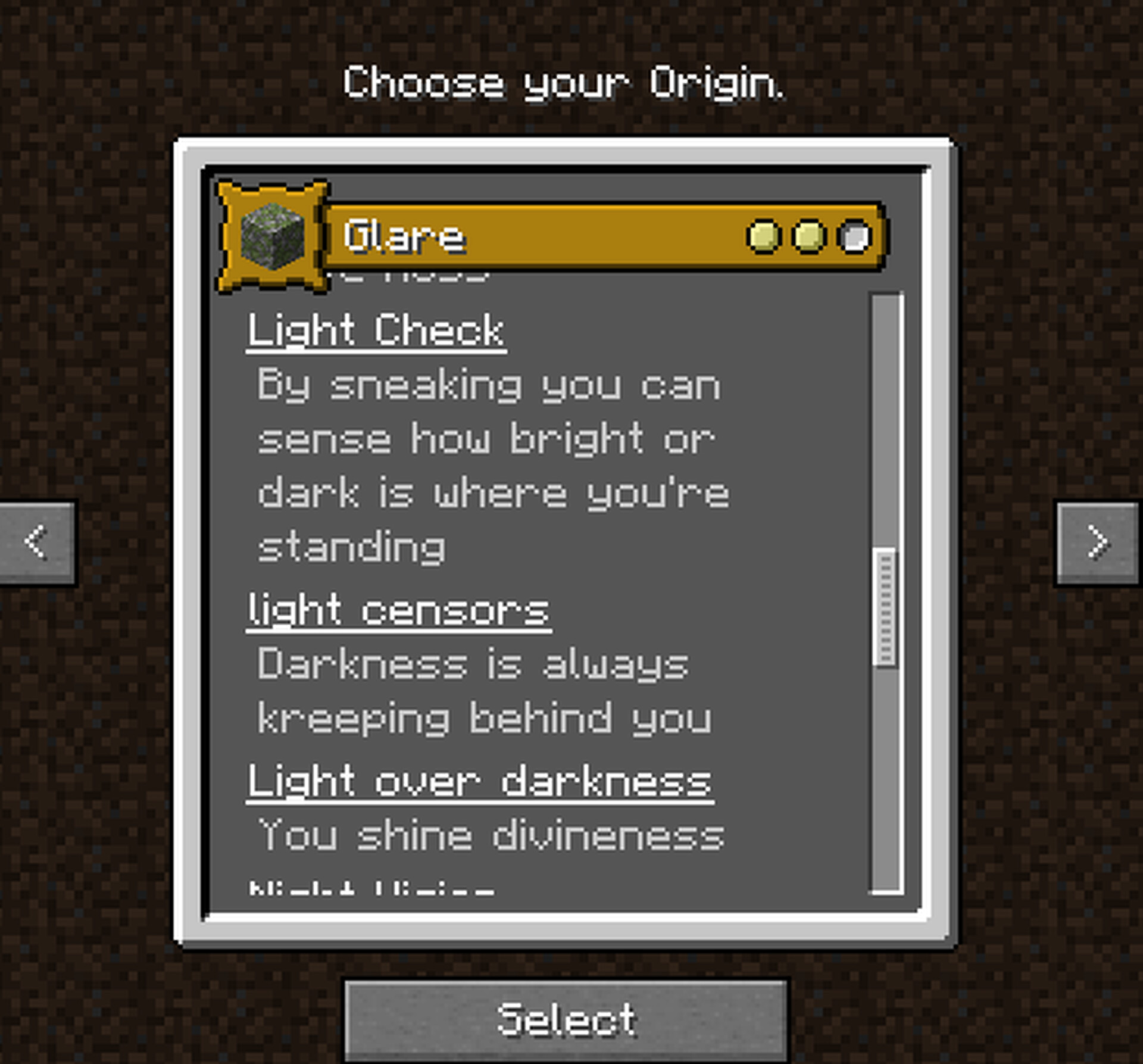 Glare Origin Minecraft Data Pack
