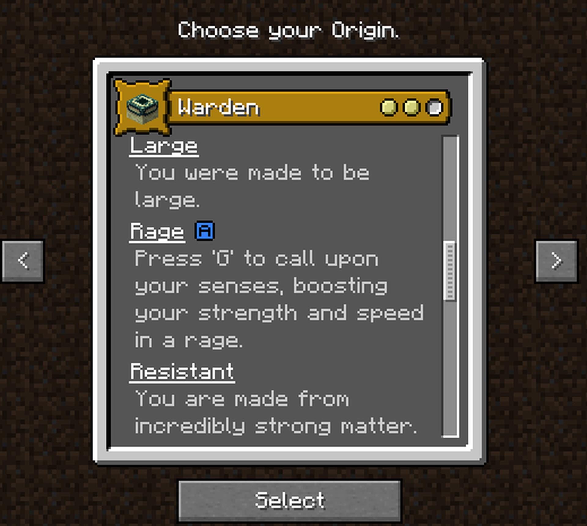 Warden Origin Minecraft Data Pack