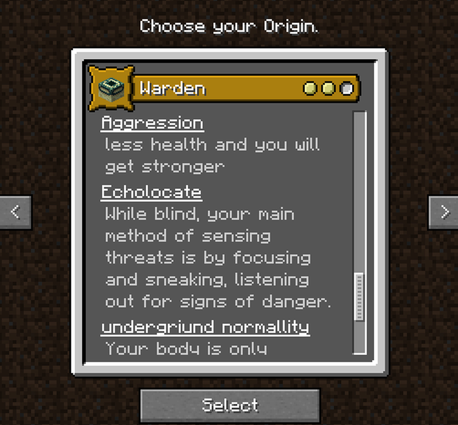 Warden Origin Minecraft Data Pack