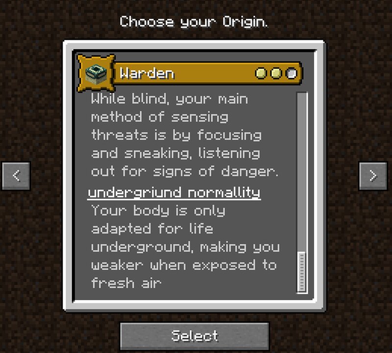 Warden Origin Minecraft Data Pack
