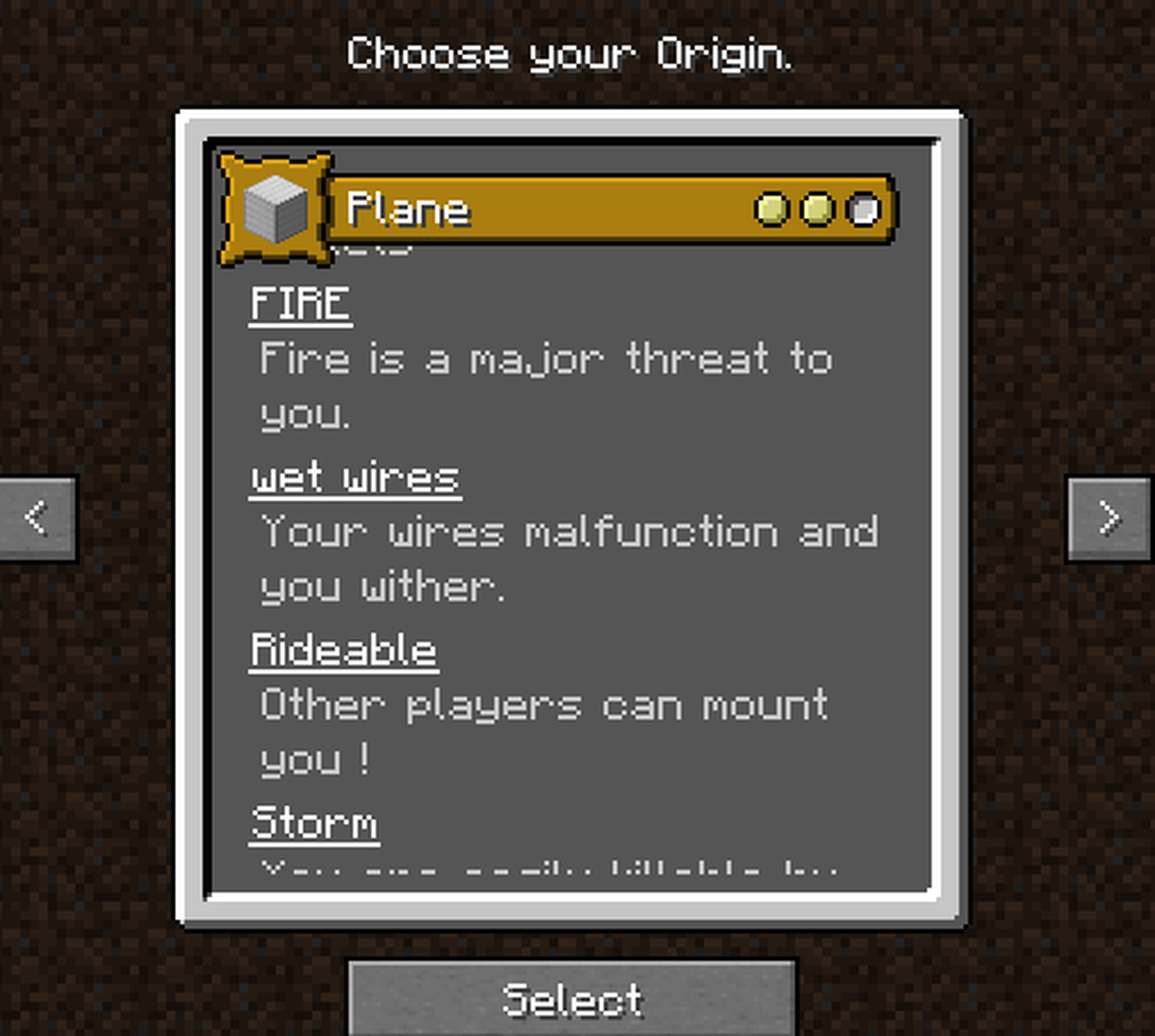 Plane Origin Minecraft Data Pack