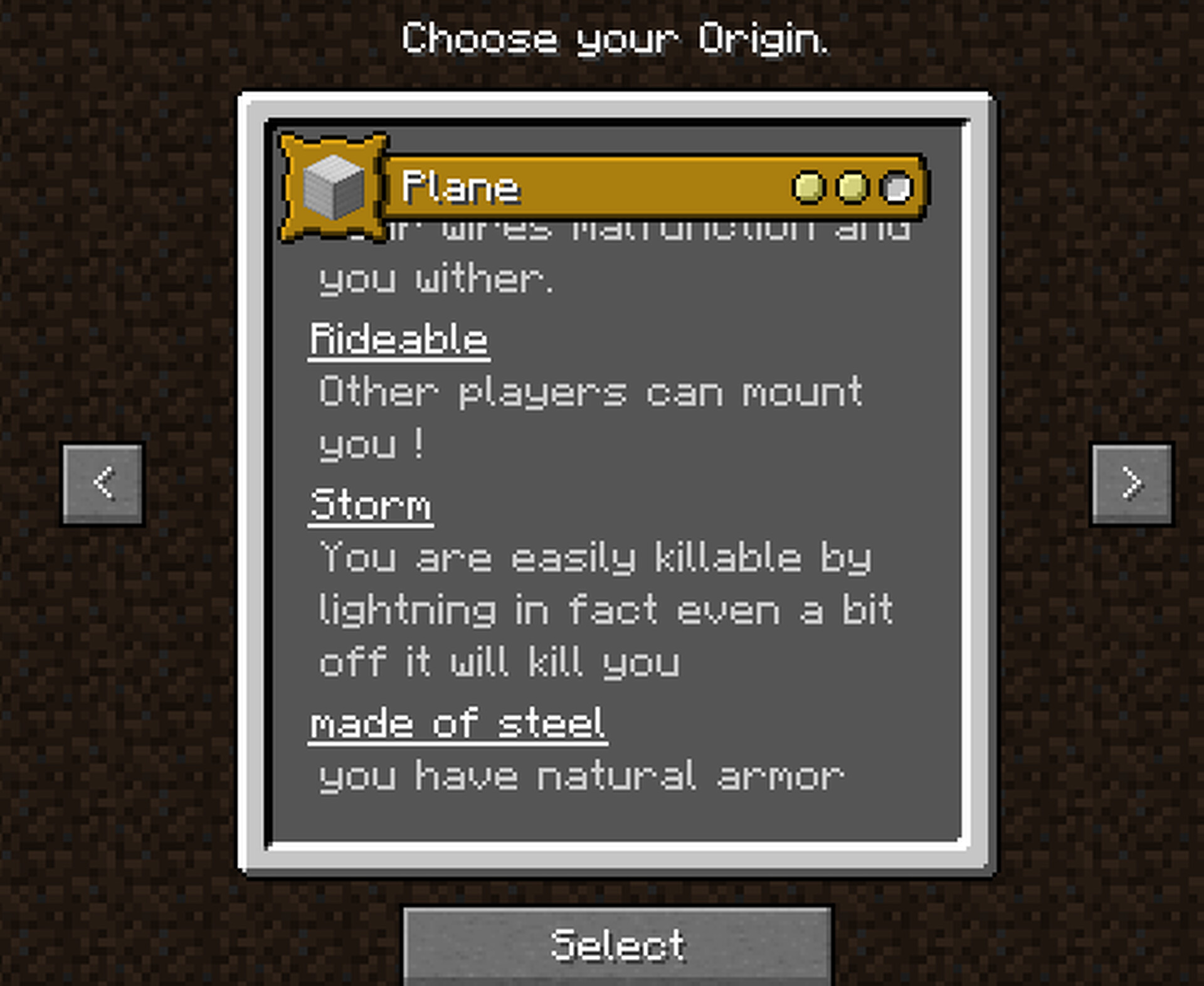 Plane Origin Minecraft Data Pack